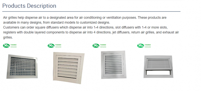 Ventilation Aluminum Clean Room Return Air Grille Modern