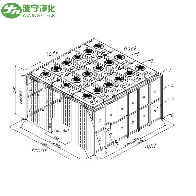 ISO 5 Clean Booth Modular FFU System with HEPA Filter Anti-Static Curtain